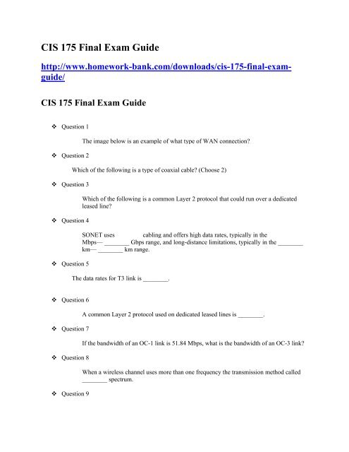 CIS 175 Final Exam Guide
