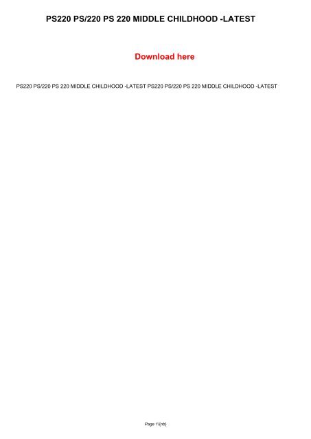 PS220 PS/220 PS 220 MIDDLE CHILDHOOD -LATEST