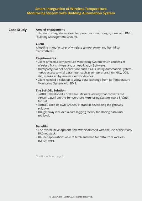 BACnet Enabled Wireless Temperature Monitoring System