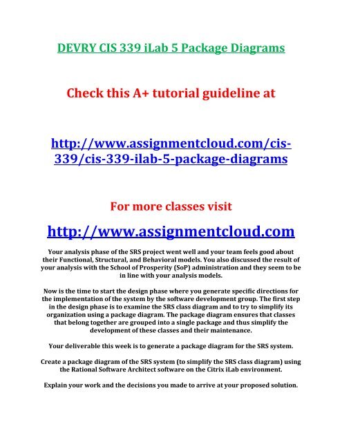 DEVRY CIS 339 iLab 5 Package Diagrams