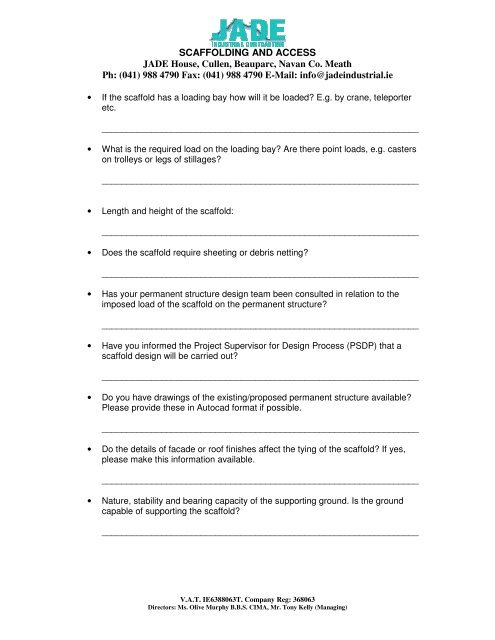 SCAFFOLDING AND ACCESS JA