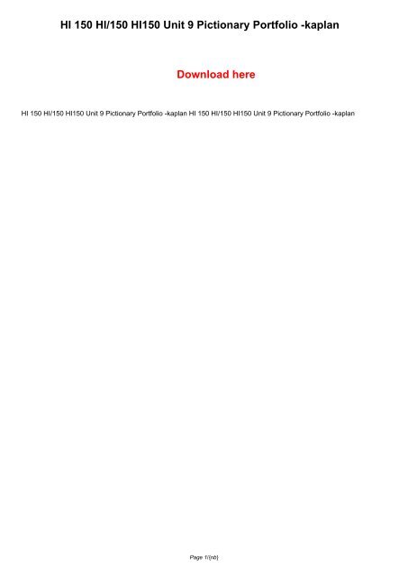 HI 150 HI150 HI/150 Unit 9 Pictionary Portfolio -kaplan