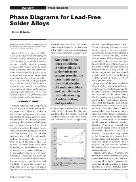 Phase Diagrams for Lead-Free Solder Alloys - TMS