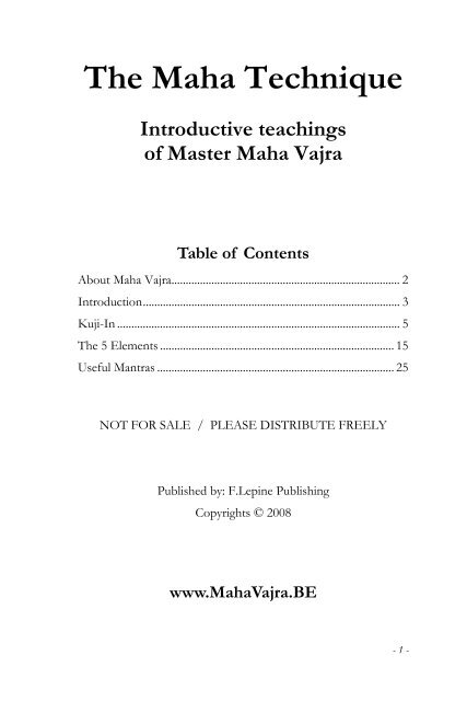 The Maha Technique Introductive teachings of ... - MahaVajra.com