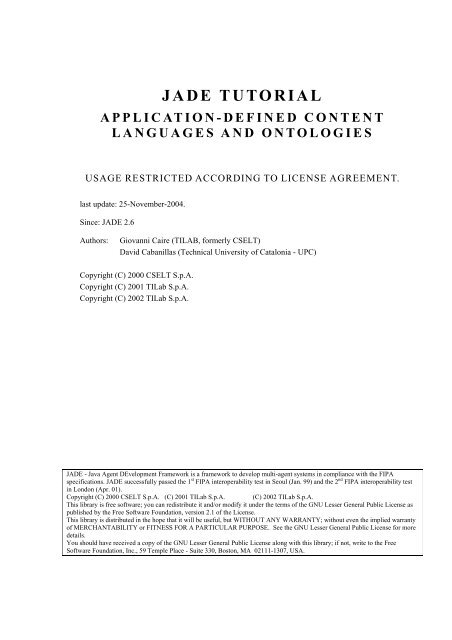 jade tutorial - application-defined content languages and ontologies