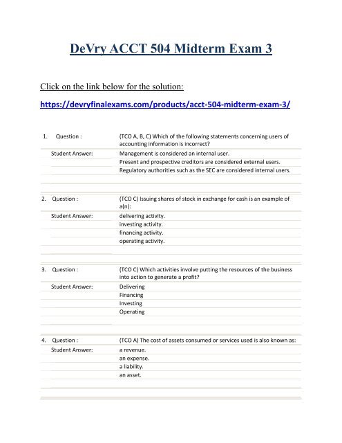 ACCT 504 Midterm Exam 3