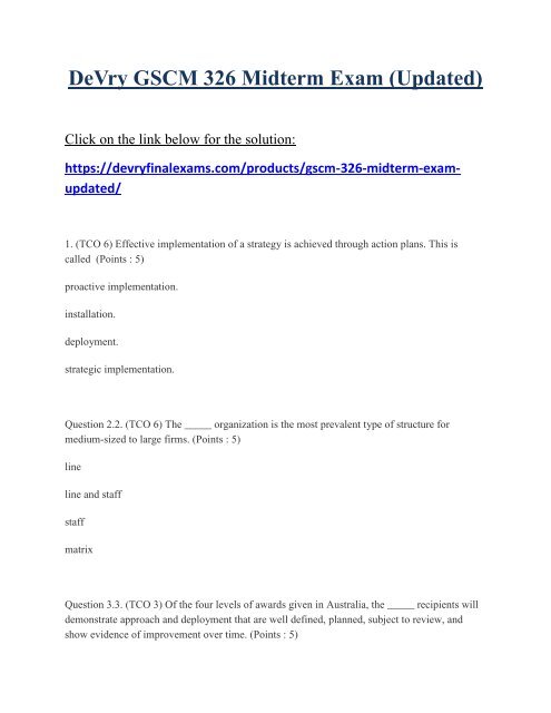 GSCM 326 Midterm Exam (Updated)