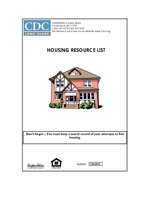 HOUSING RESOURCE LIST