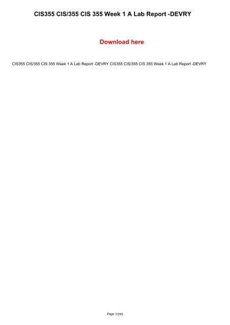 CIS355 CIS/355 CIS 355 Week 1 A Lab Report -DEVRY