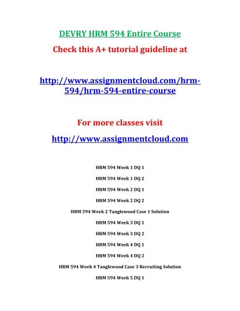 DEVRY HRM 594 Entire Course