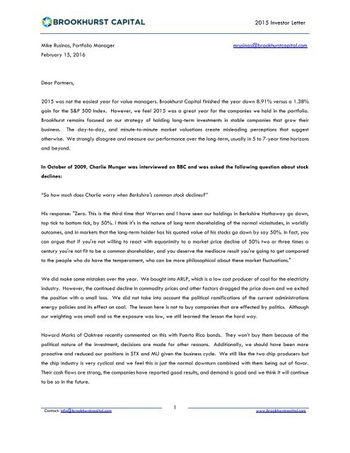 2015 Investor Letter