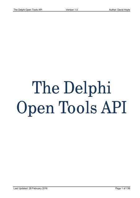 The Delphi Open Tools API