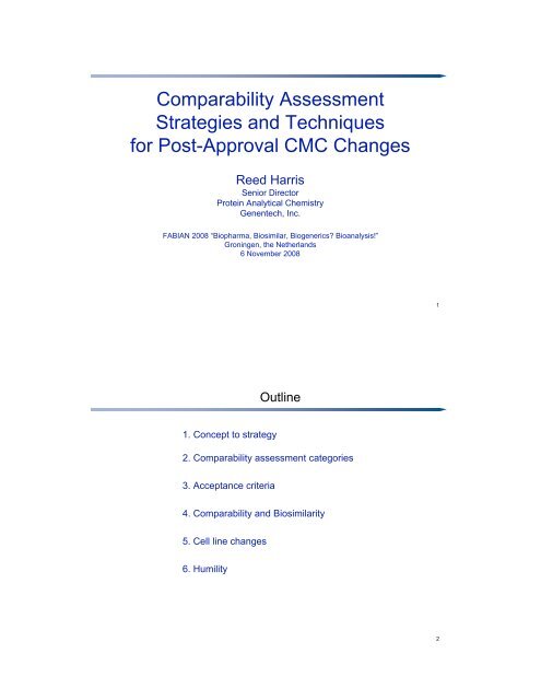 Comparability Assessment Strategies and Techniques for ... - Fabian