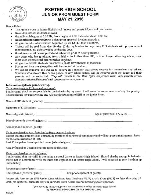 Jr Prom Guest Form