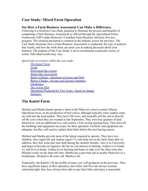 Case Study: Mixed Farm Operation - Agriculture and Rural ...