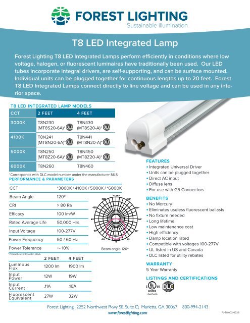 T8 LED Integrated Lamp - Complete Specification
