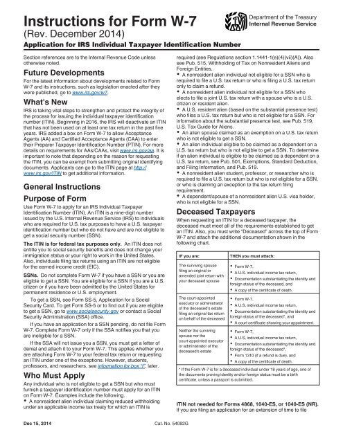 W-7 INSTRUCTIONS