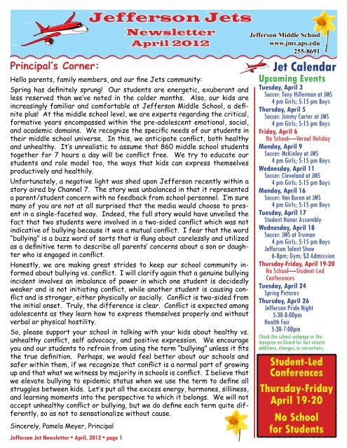 Jefferson Jets Jet Calendar - Jefferson Middle School