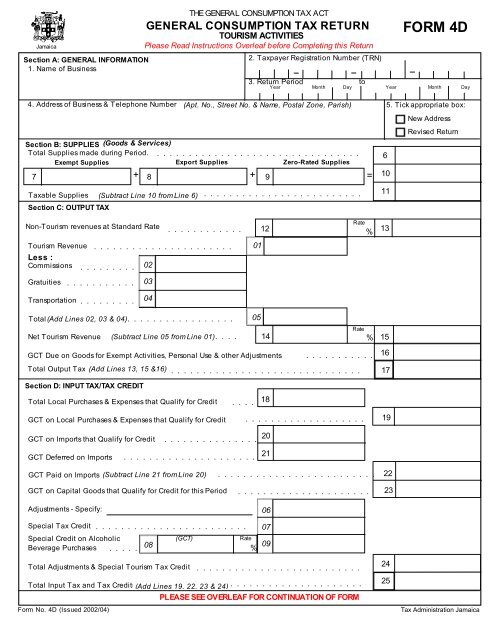 FORM 4D - Tax Administration Jamaica (TAJ)
