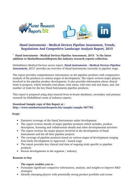 Hand instruments - Medical Devices Pipeline Assessment, 2015