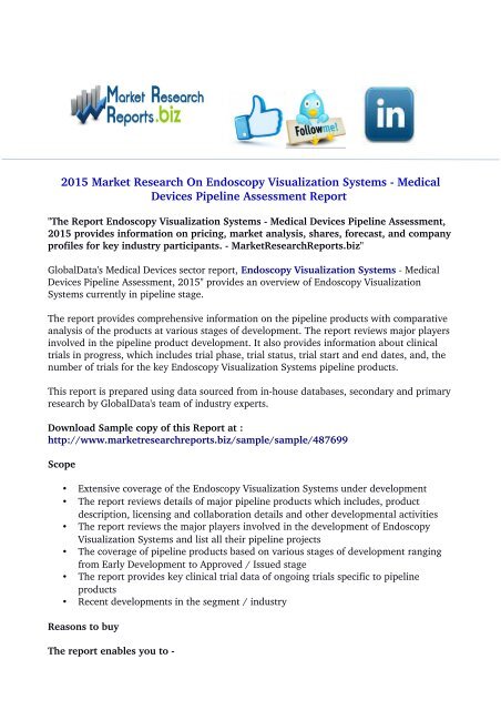 Endoscopy Visualization Systems - Medical Devices Pipeline Assessment, 2015