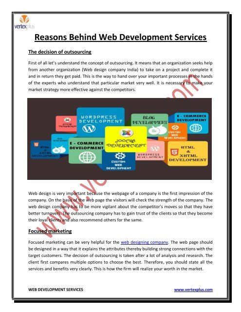 Reasons Behind WEB DEVELOPMENT Services