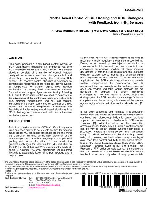 Model Based SCR Control