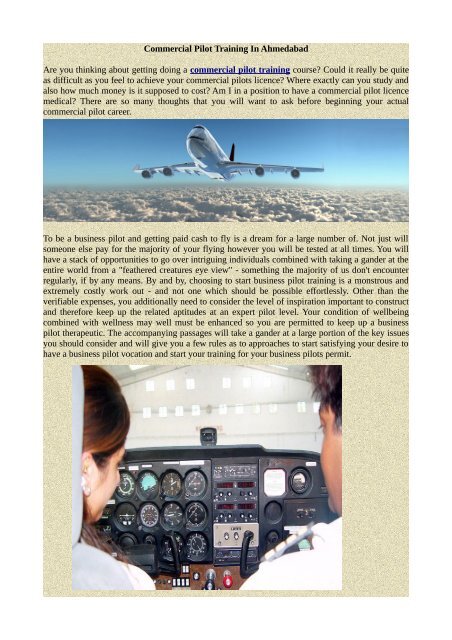 Commercial Pilot Training In Ahmedabad