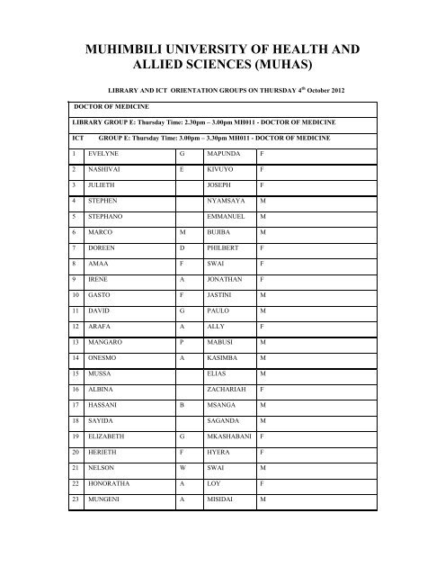 muhas - Muhimbili University of Health and Allied Sciences