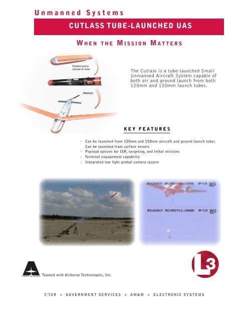 Unmanned Systems CUTLASS TUBE-LAUNCHED UAS