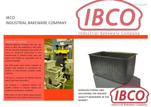 IBCO INDUSTRIAL BAKEWARE COMPANY