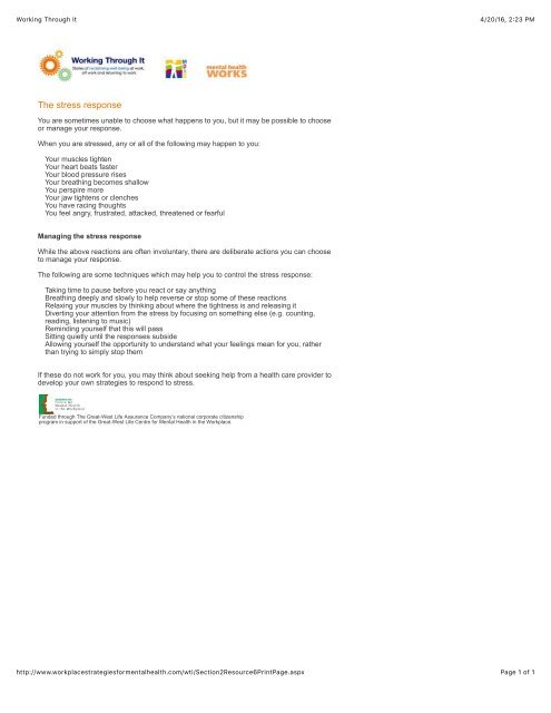 The Stress Response inventory