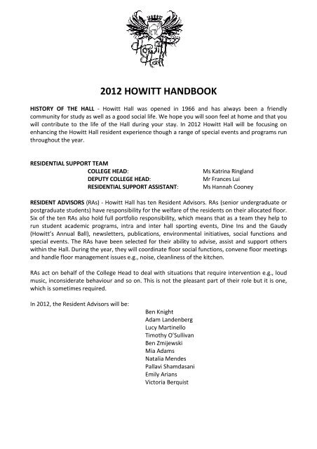 Howitt Hall Handbook