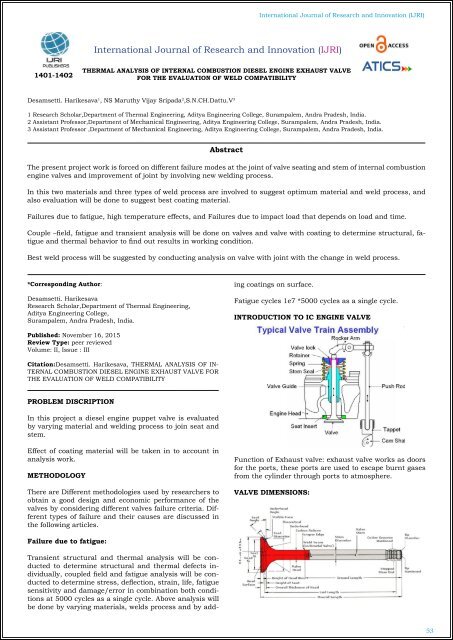 THERMAL ANALYSIS OF INTERNAL COMBUSTION DIESEL ENGINE EXHAUST VALVE
