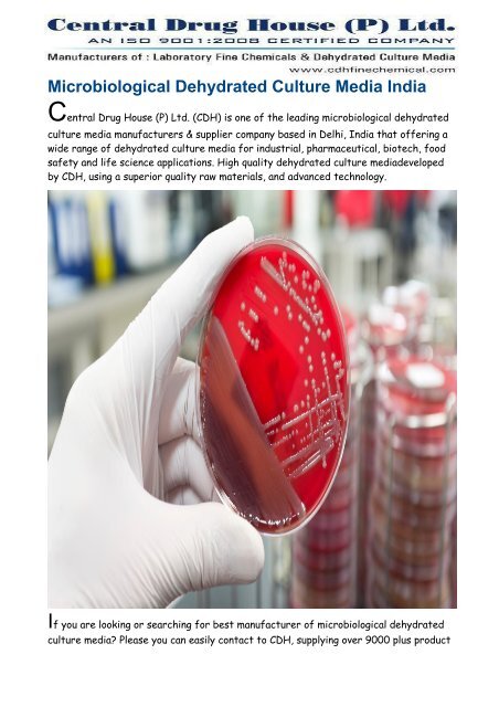 Microbiological Dehydrated Culture Media India