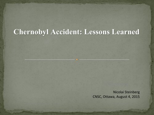 Chernobyl Accident Lessons Learned