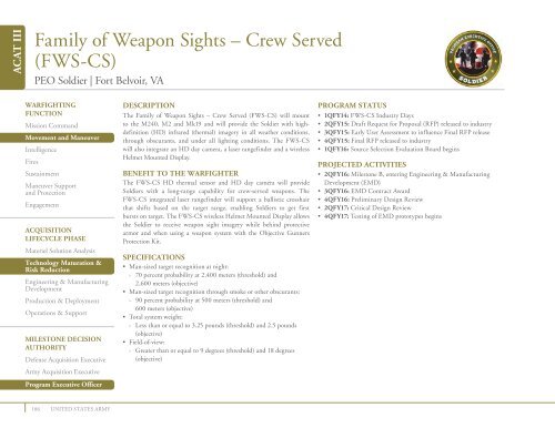 ACAT III Family of Weapon