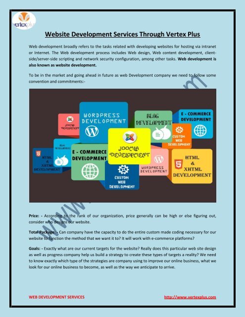 Website Development Services Through Vertex Plus