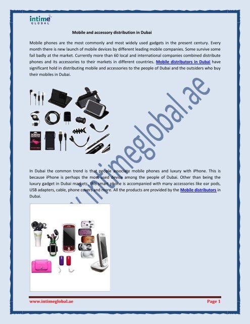 Mobile and accessory distribution in Dubai