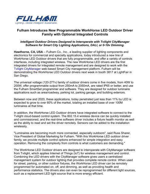 Fulham Introduces New Programmable WorkHorse LED Outdoor Driver Family ...