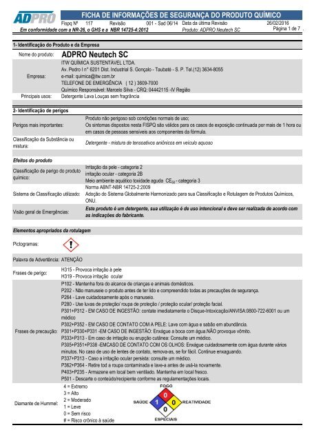 FISPQ ADPRO - Neutech SC