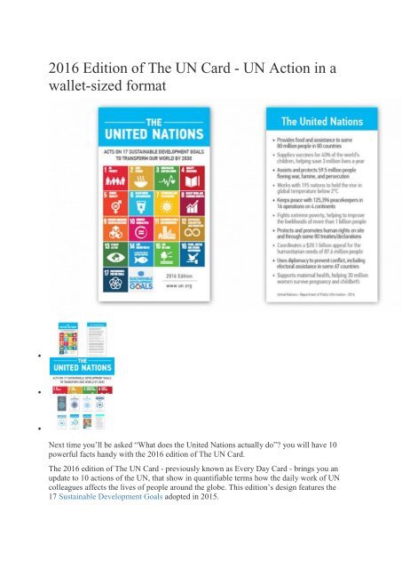 2016 Edition of The UN Card