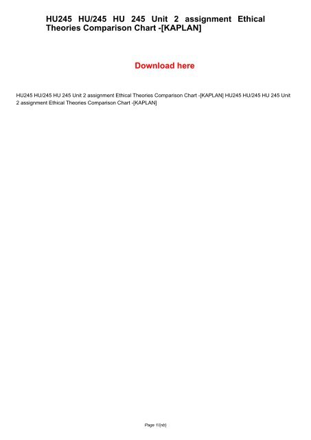 HU245 HU245 HU 245 Unit 2 assignment Ethical Theories Comparison Chart ... HU245 HU245 HU 245 Unit 2 assignment Ethical Theories Comparison Chart ...