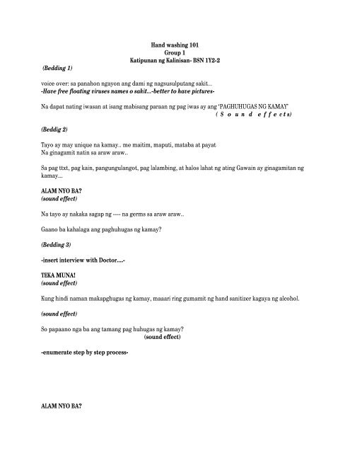 hand washing script and credits