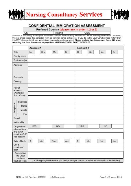 CONFIDENTIAL IMMIGRATION ASSESSMENT