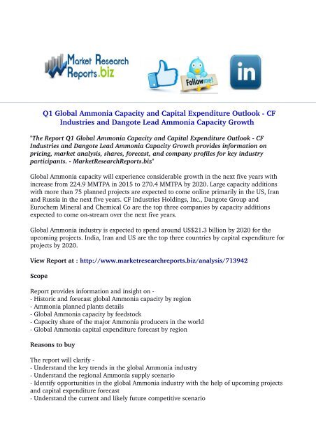 Q1 Global Ammonia Capacity and Capital Expenditure Outlook - CF ...