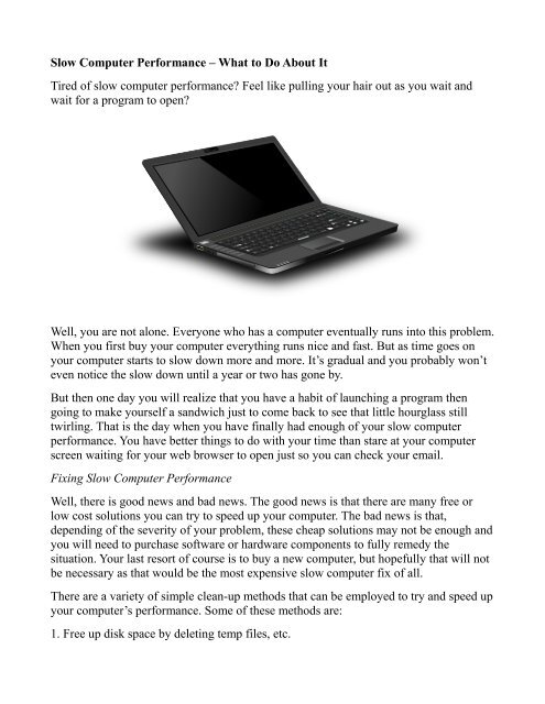 Computer Performance Issues