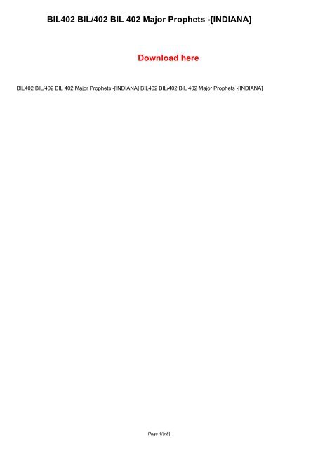 BIL402 BIL/402 BIL 402 Major Prophets -[INDIANA]