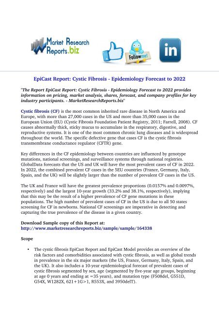 EpiCast Report: Cystic Fibrosis - Epidemiology Forecast to 2022