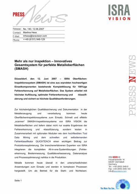 SMASH - ISRA VISION AG